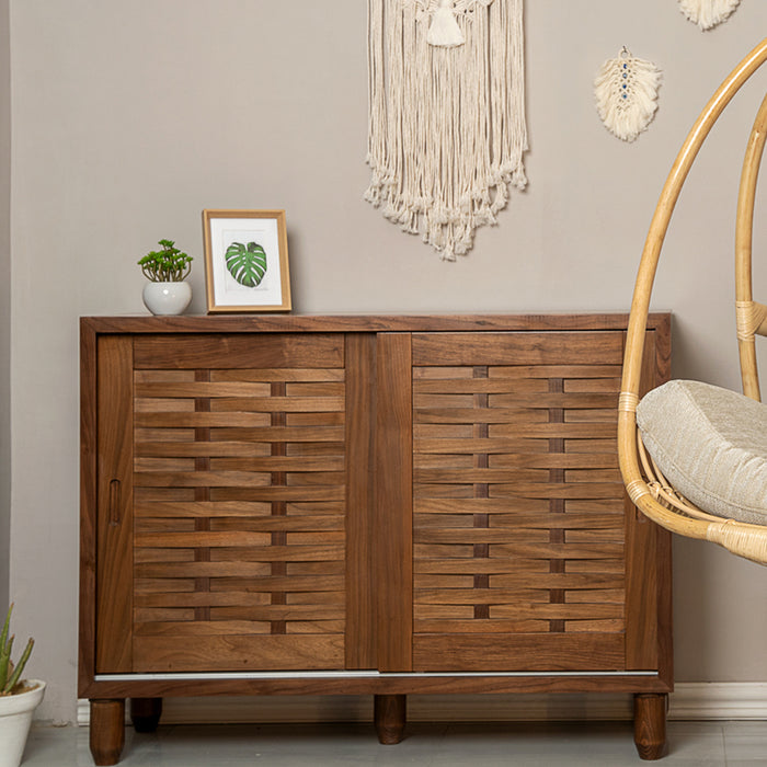 Walnut Sliding Shoe Storage